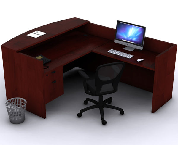 6 X 6 CHERRY RECEPTION STATION W/PEDESTAL – New Life Office