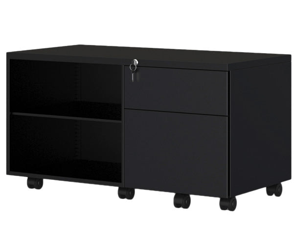 L Shaped Desk with File Pedestal and Hutch - Cherry – New Life Office