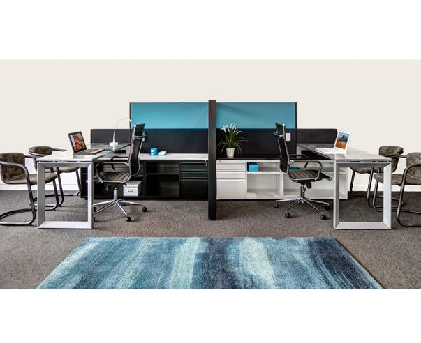 2 Person Modern Side-by-Side Workstations with Panels – New Life Office