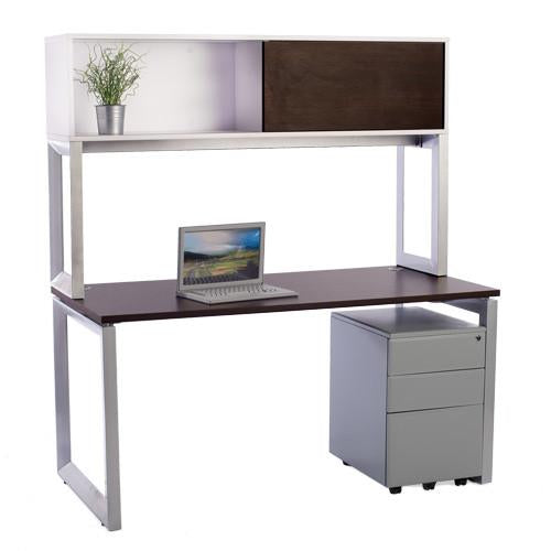 Options Straight Desk with Overhead Storage – New Life Office